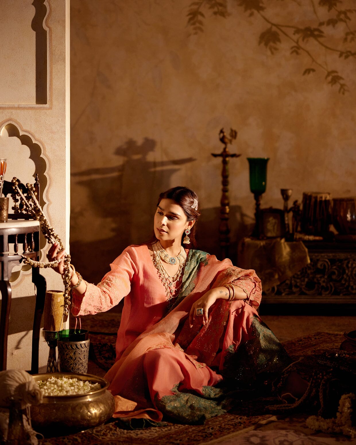 SURMAYI raag Bhairavi- set of 3( kurta, sharara & dupatta) – Naaz By Noor