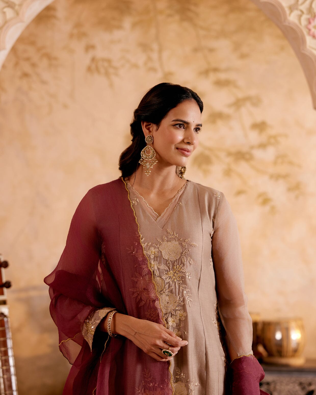 SURMAYI raag Pahadi- set of 3( kurta, pant & dupatta) – Naaz By Noor